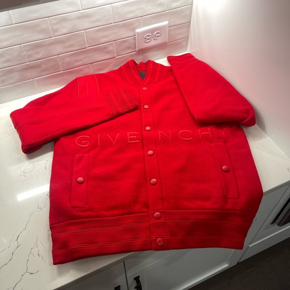 Givenchy | Jackets & Coats | Givenchy Varsity Jacket In Wool Red | Poshmark